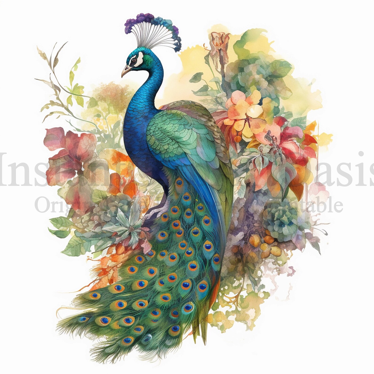 Peacock Clipart, 10 High Quality Jpgs, Nursery Art, Digital Download ...