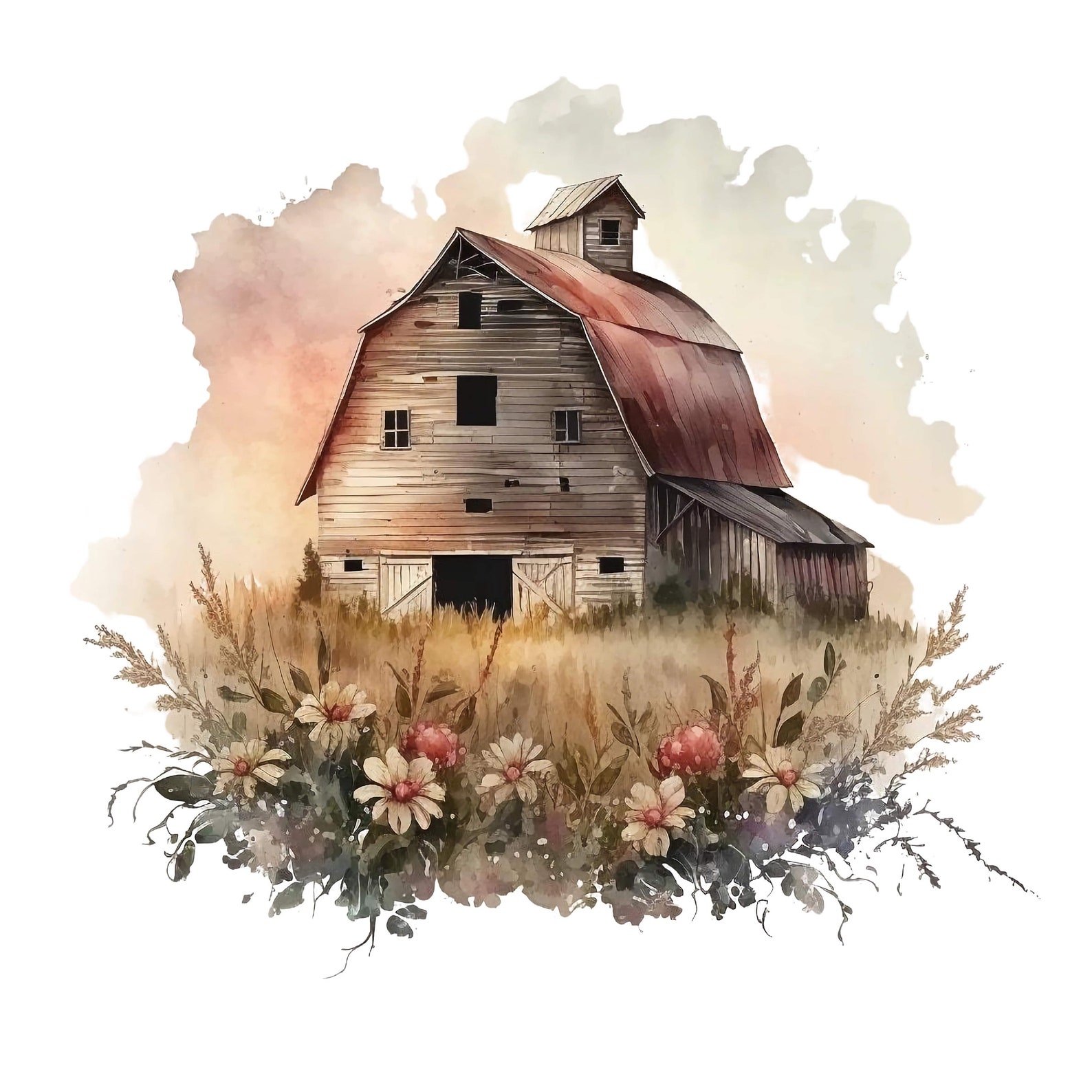 Barn Clipart, 10 High Quality Pngs, Watercolor Art, Digital Download ...
