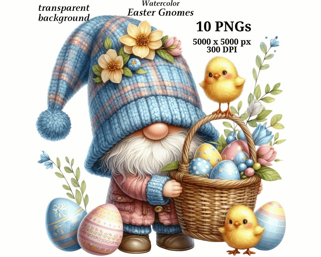 Easter Gnomes Clipart, 10 High Quality Pngs, Nursery Art, Digital ...