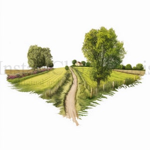 Country Lanes Clipart, 10 High Quality Jpgs, Watercolor Art, Digital ...