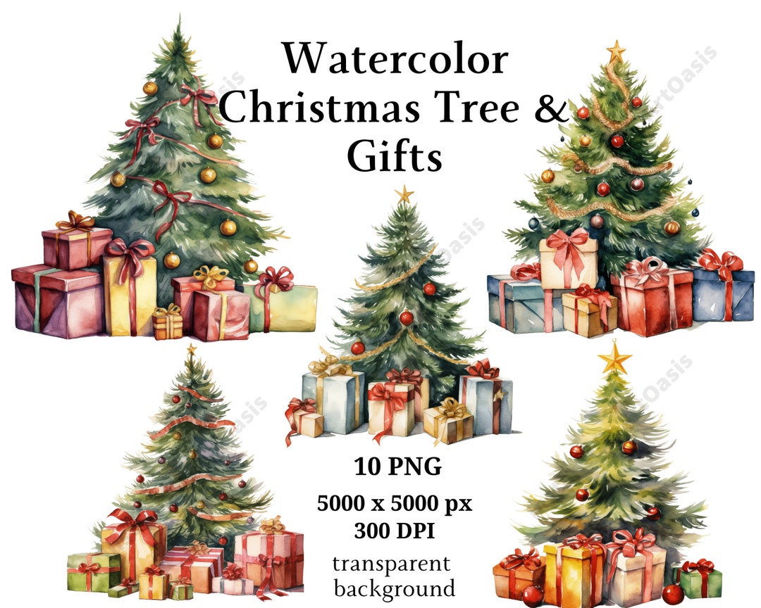 Christmas Tree & Gifts Clipart, 10 High Quality Pngs, Christmas Tree ...