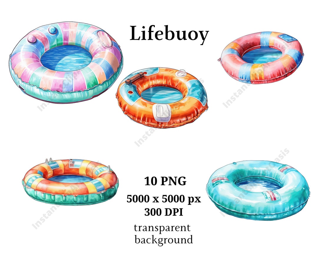 Lifebuoy Clipart - 10 High Quality Pngs, Nursery Art, Digital Download ...