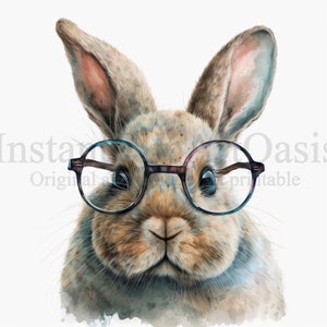 Bunnies With Glasses Clipart, 10 High Quality Jpgs, Nursery Art ...