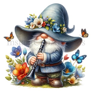 Gnomes With Music Instruments Clipart, 10 High Quality Pngs, Nursery ...