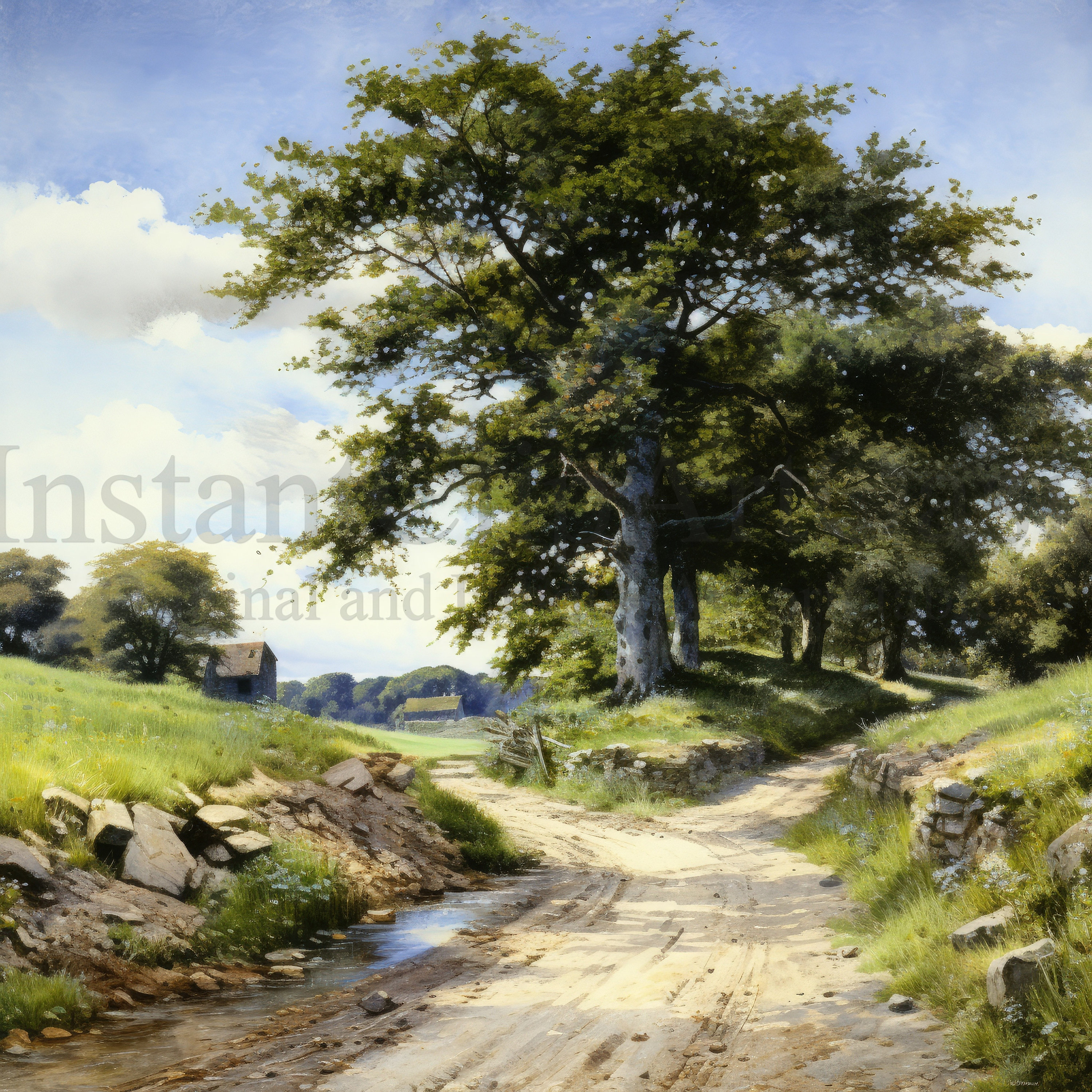 Country Lanes Clipart, Set-2, 10 High Quality Jpgs, Watercolor Art ...