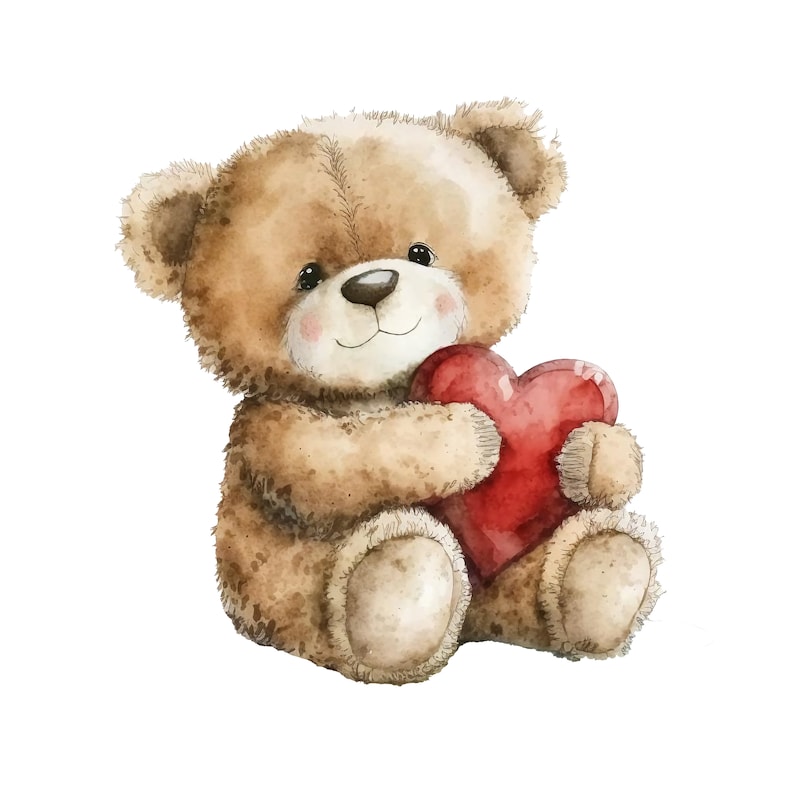 Teddy Bear With Heart Clipart 8 High Quality Pngs Nursery - Etsy
