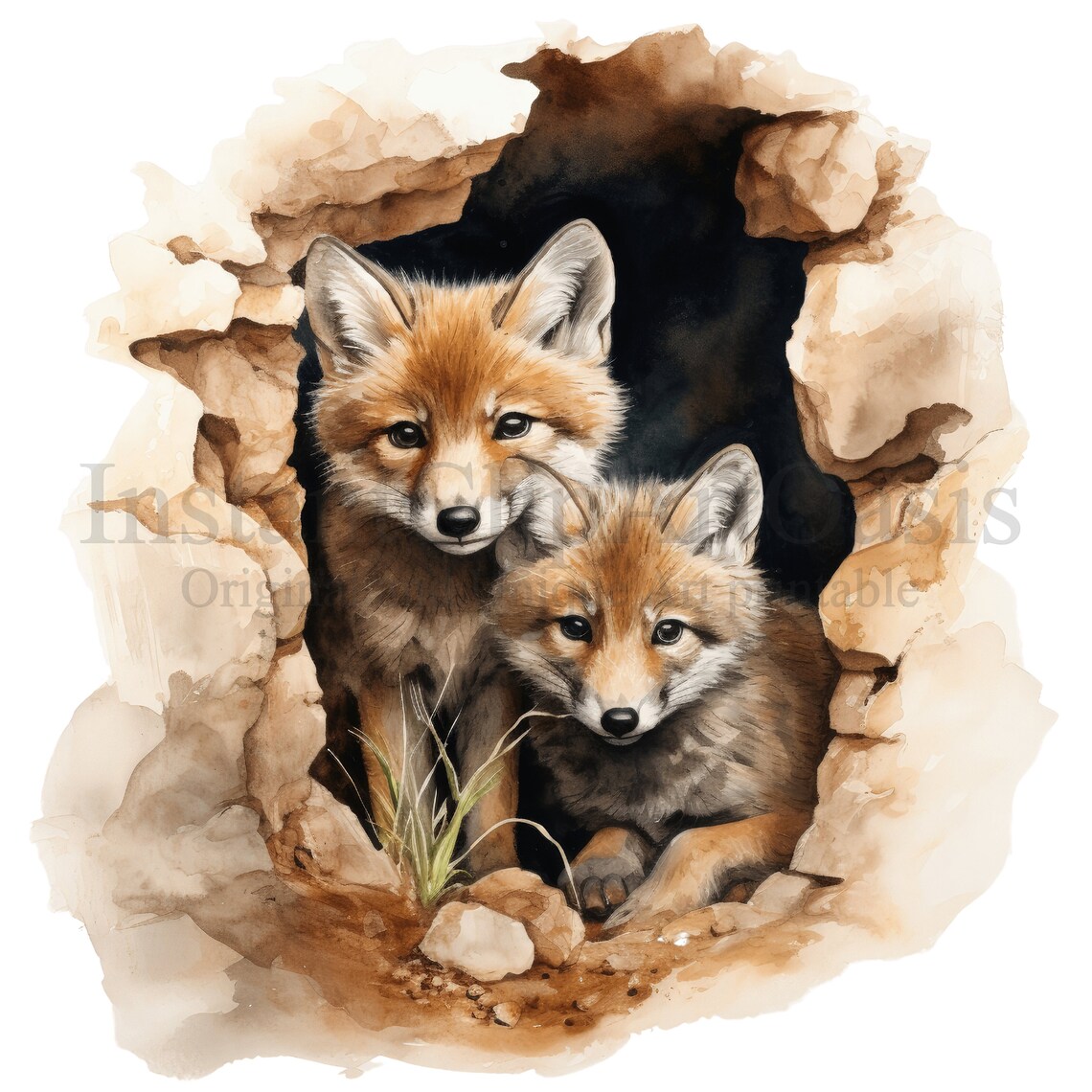 Wolf Cubs in the Den Clipart - 10 High Quality Pngs, Digital Download ...