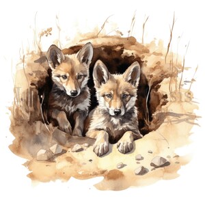 Wolf Cubs in the Den Clipart - 10 High Quality Pngs, Digital Download ...