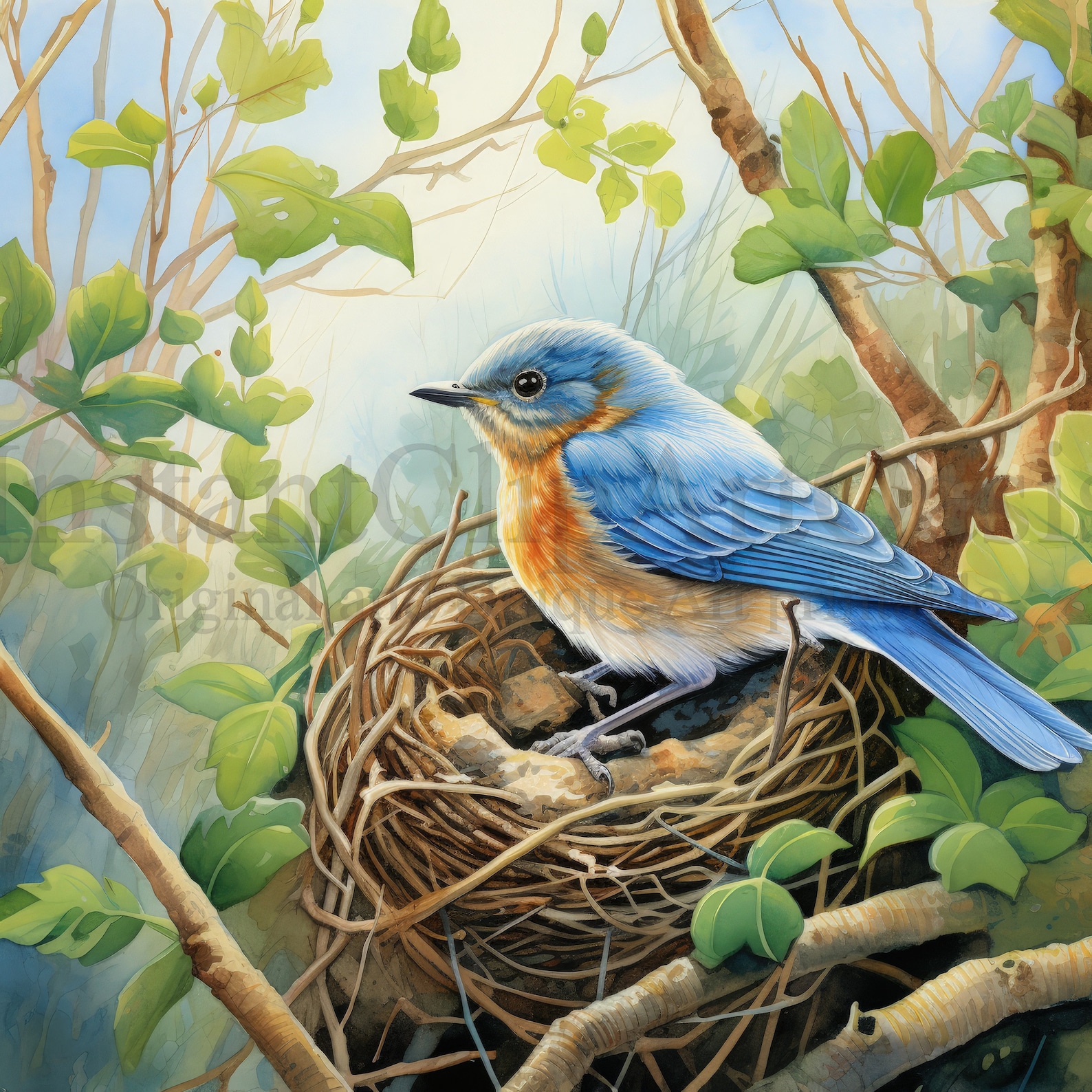 Spring Blue Bird Clipart, 10 High Quality Jpgs, Nursery Art, Instant ...