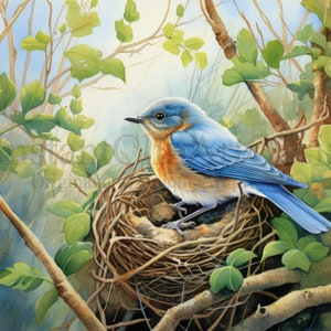 Spring Blue Bird Clipart, 10 High Quality Jpgs, Nursery Art, Instant ...