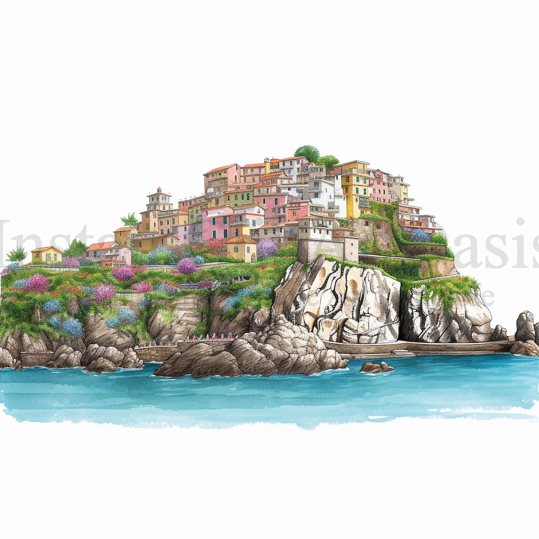 Italian Seaside Clipart, 10 High Quality Jpgs, Watercolor Art, Digital ...