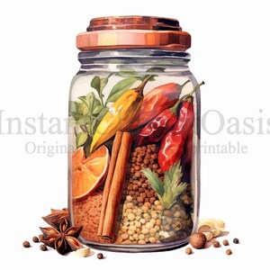 Spices Jar Clipart, 10 High Quality Jpgs, Vintage Art, Digital Download ...