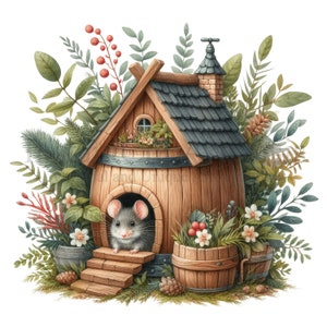 Mouse House Clipart - 12 High Quality Pngs, Digital Planners, Junk ...