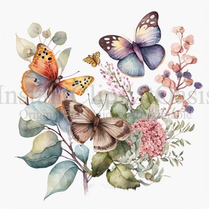 Florals Butterfly Clipart, 10 High Quality Jpgs, Nursery Art | Card ...