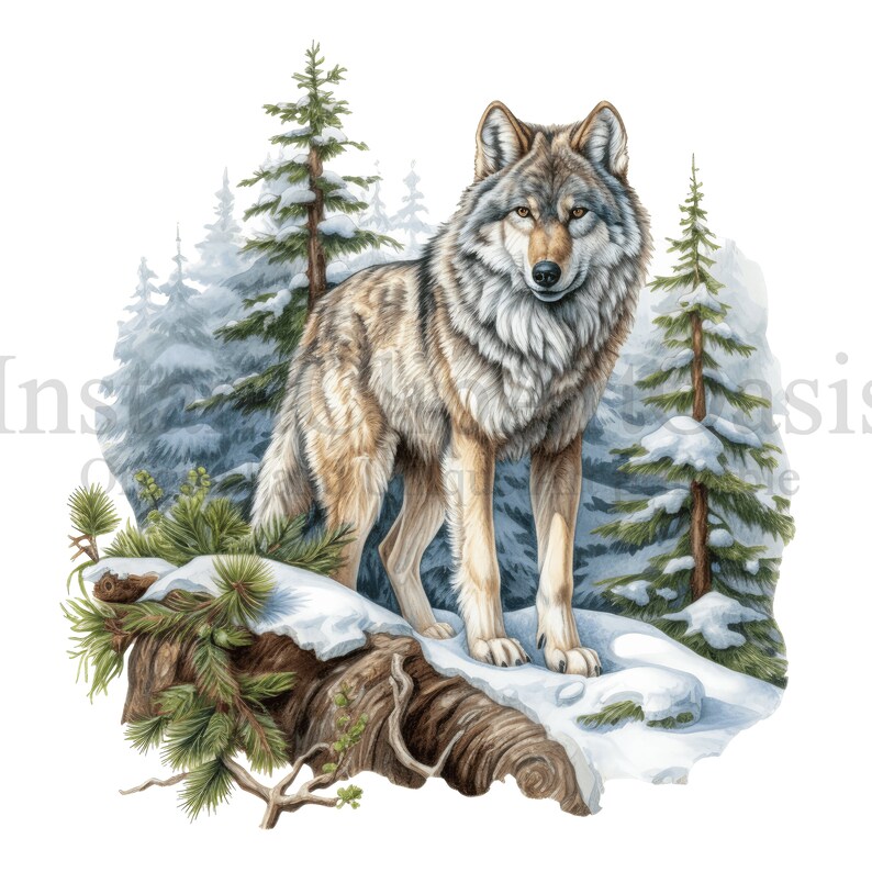 Winter Wolves Clipart, 10 High Quality Pngs, Digital Download, Card ...