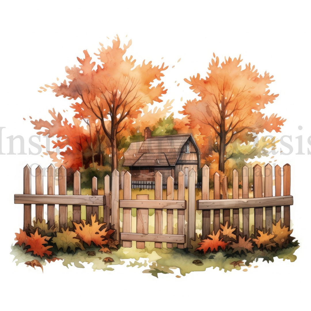 Autumn Fences Clipart, 10 High Quality Jpgs, Nursery Art, Instant ...