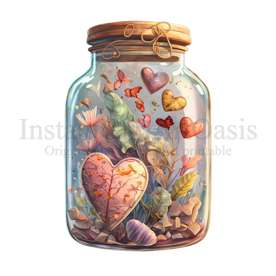 Jar of Hearts Clipart, 10 High Quality Pngs, Art, Instant Digital ...