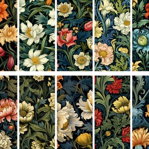 William Morris Inspired Flowers Seamless Pattern, 30 High Quality Jpgs ...