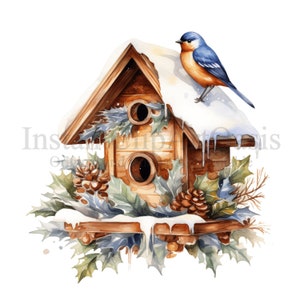 Winter Birdhouse Clipart, 10 High Quality Pngs, Instant Digital ...