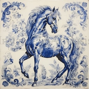 Blue Delft Horse Clipart - 10 High Quality Jpgs, Dutch Tile, Vintage ...