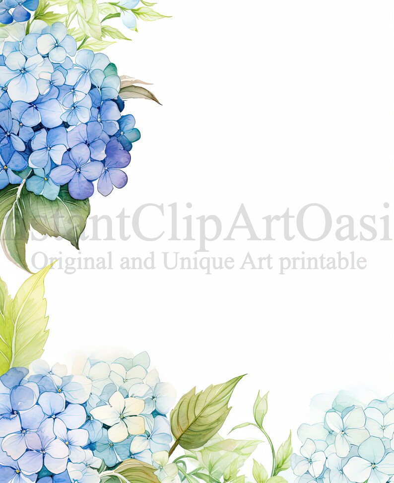 Delicate Hydrangea Borders - 10 High Quality Jpgs, Digital Planner ...