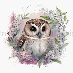 Floral Owls Clipart, 10 High Quality Jpgs, Nursery Art, Digital Planner ...