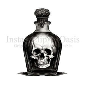 Black & White Potions Bottles Clipart, 10 High Quality Pngs, Digital ...