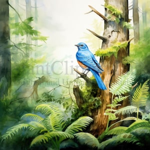 Spring Blue Bird Clipart, 10 High Quality Jpgs, Nursery Art, Instant ...