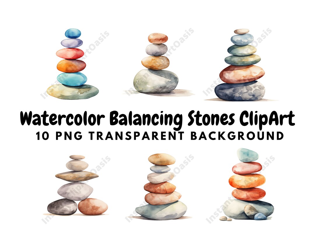 Watercolor Balancing Stones Clipart, 10 High Quality Pngs Transparent ...