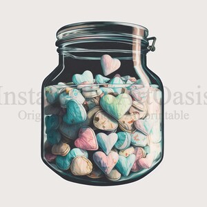 Jar of Hearts Clipart, 10 High Quality Jpgs, Art, Instant Digital ...