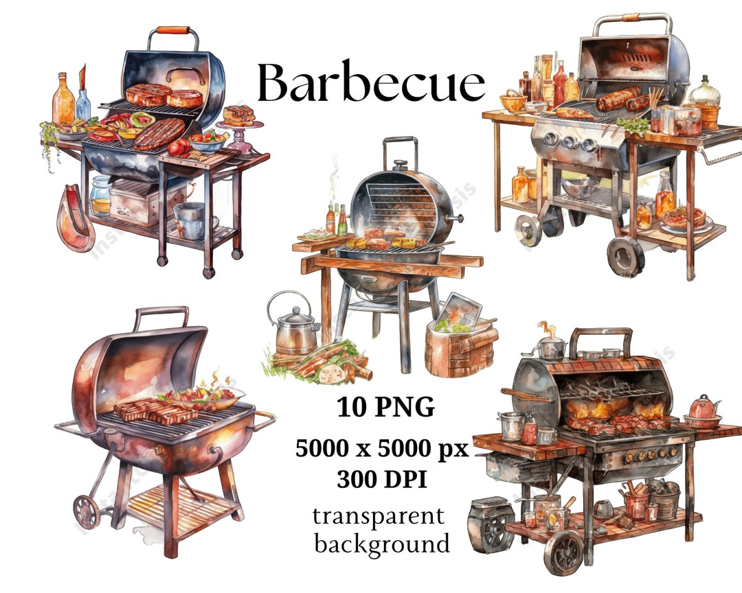 10 High Quality Pngs - Barbecue Clipart, Grill Clipart, Instant Digital ...