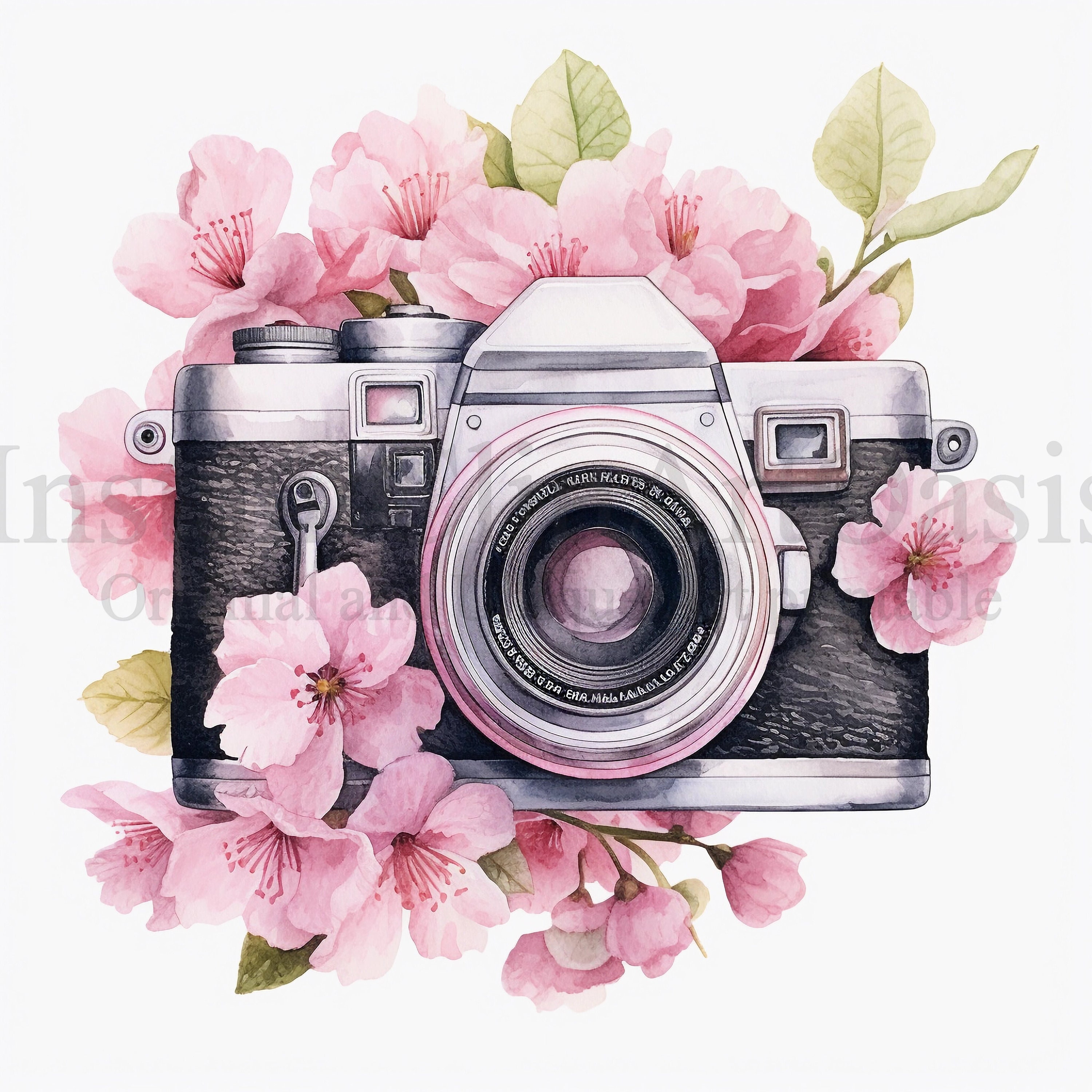 Floral Cameras Clipart, 8 High Quality Jpgs, Art, Instant Digital ...