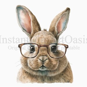 Bunnies With Glasses Clipart, 10 High Quality Jpgs, Nursery Art ...