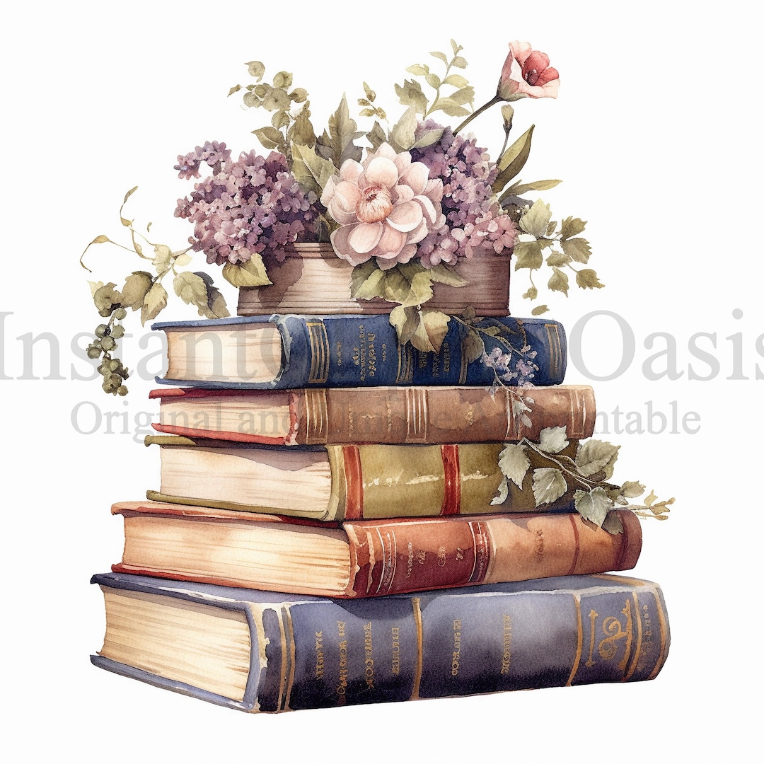 Vintage Books Clipart, 10 High Quality Jpgs, Nursery Art, Instant ...