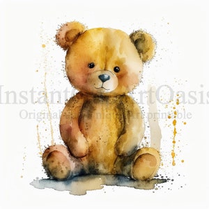 Yellow Teddy Bear Clipart, 10 High Quality Jpgs, Nursery Art, Digital ...