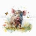 Piglet & Butterflies Clipart 8 High Quality Jpgs Nursery Art - Etsy