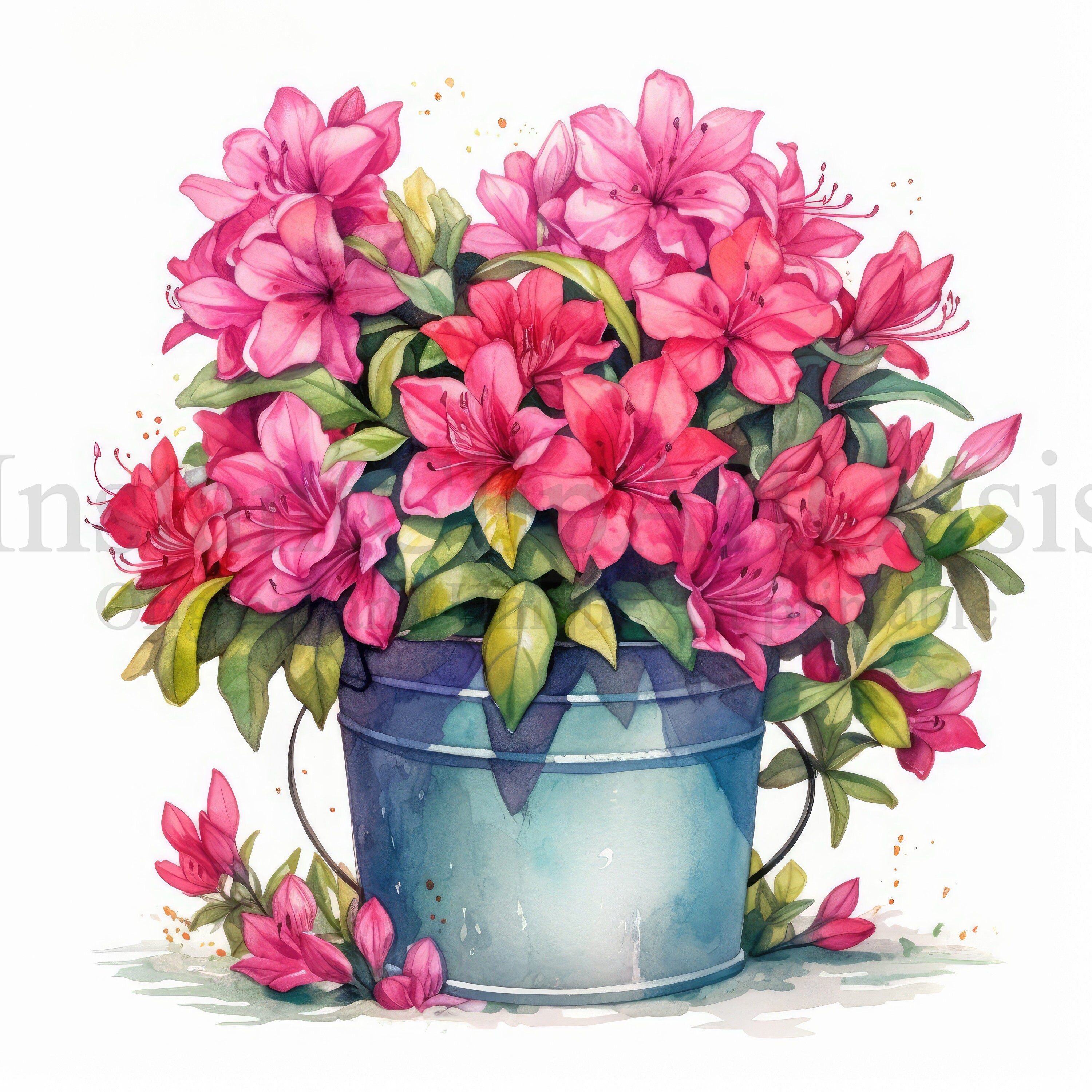 Azalea Bucket Clipart, 13 High Quality Jpgs, Card Making, Azalea Clip ...