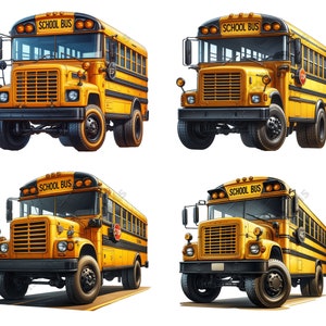 Vintage School Bus Clipart, 10 High Quality Pngs | Retro Yellow Bus ...