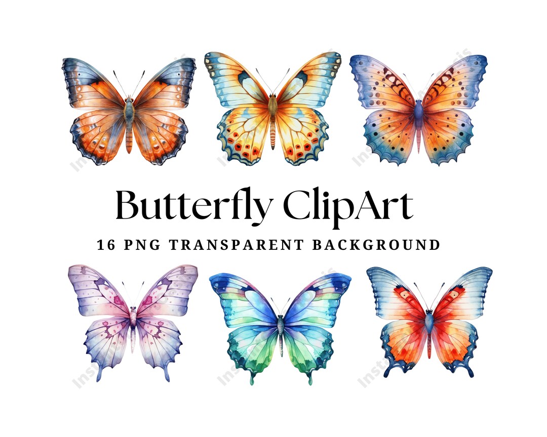 Butterfly Clipart, 16 High Quality Pngs Transparent Background | Card ...