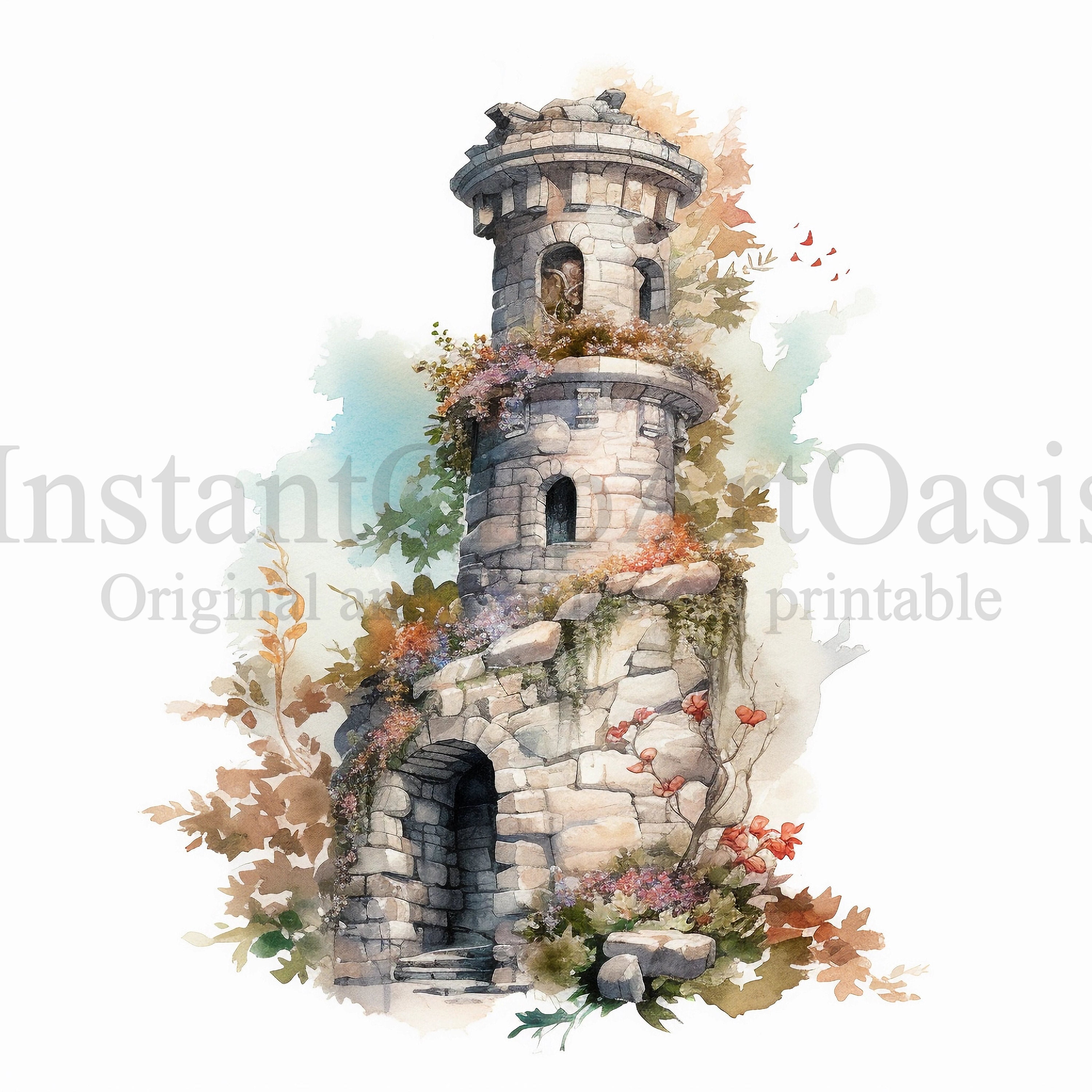 Fairy Towers Set 2 Clipart, 10 High Quality Jpgs, Nursery Art, Digital ...