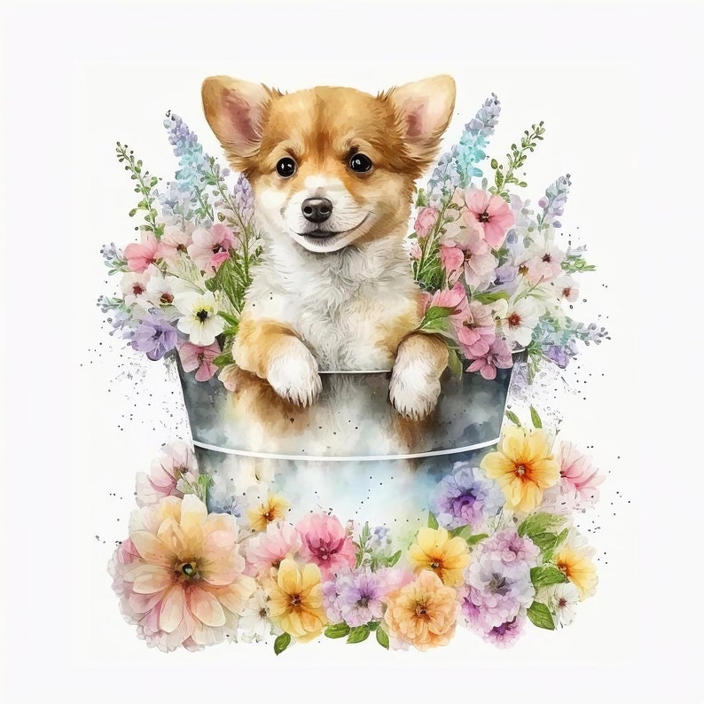 Dogs in a Bucket Clipart 9 High Quality Jpgs Digital - Etsy