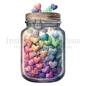 Jar of Hearts Clipart, 10 High Quality Pngs, Art, Instant Digital ...