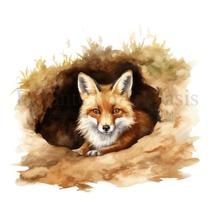 Fox in the Den Clipart - 10 High Quality Pngs, Digital Download, Card ...