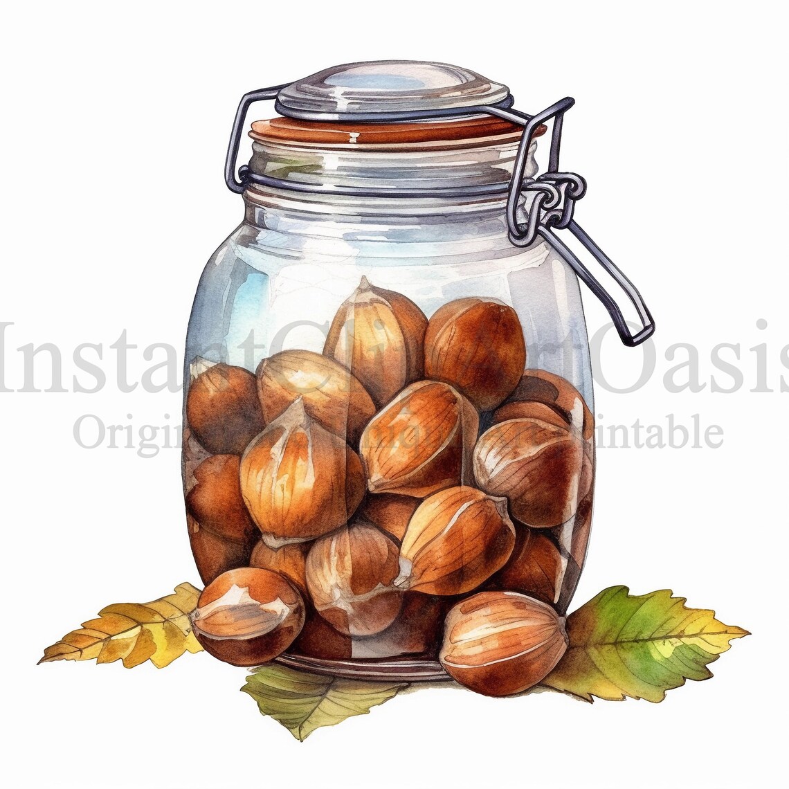 Acorns Jar Clipart, 10 High Quality Jpgs, Vintage Art, Digital Download ...