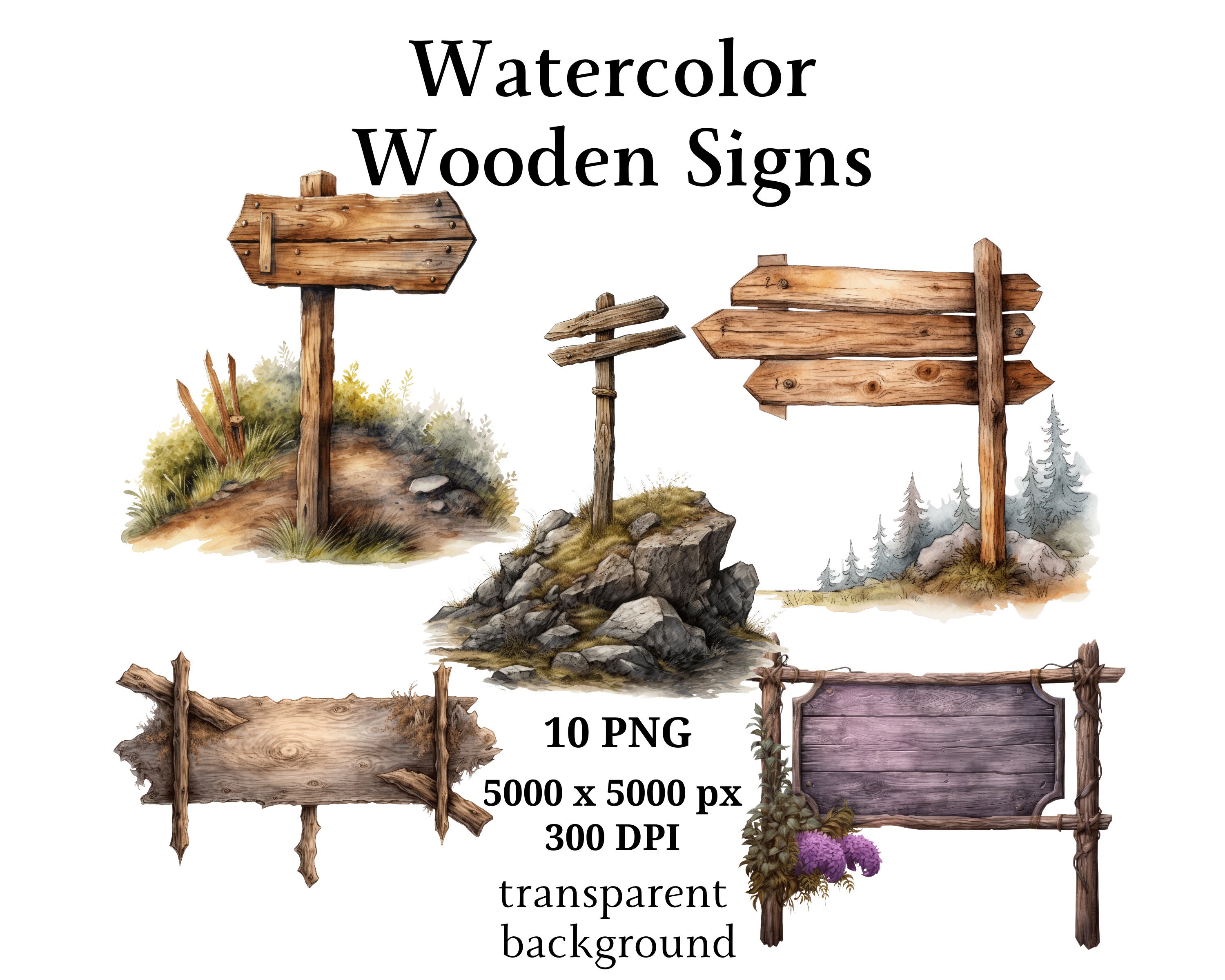 Western Wood Sign Clip Art