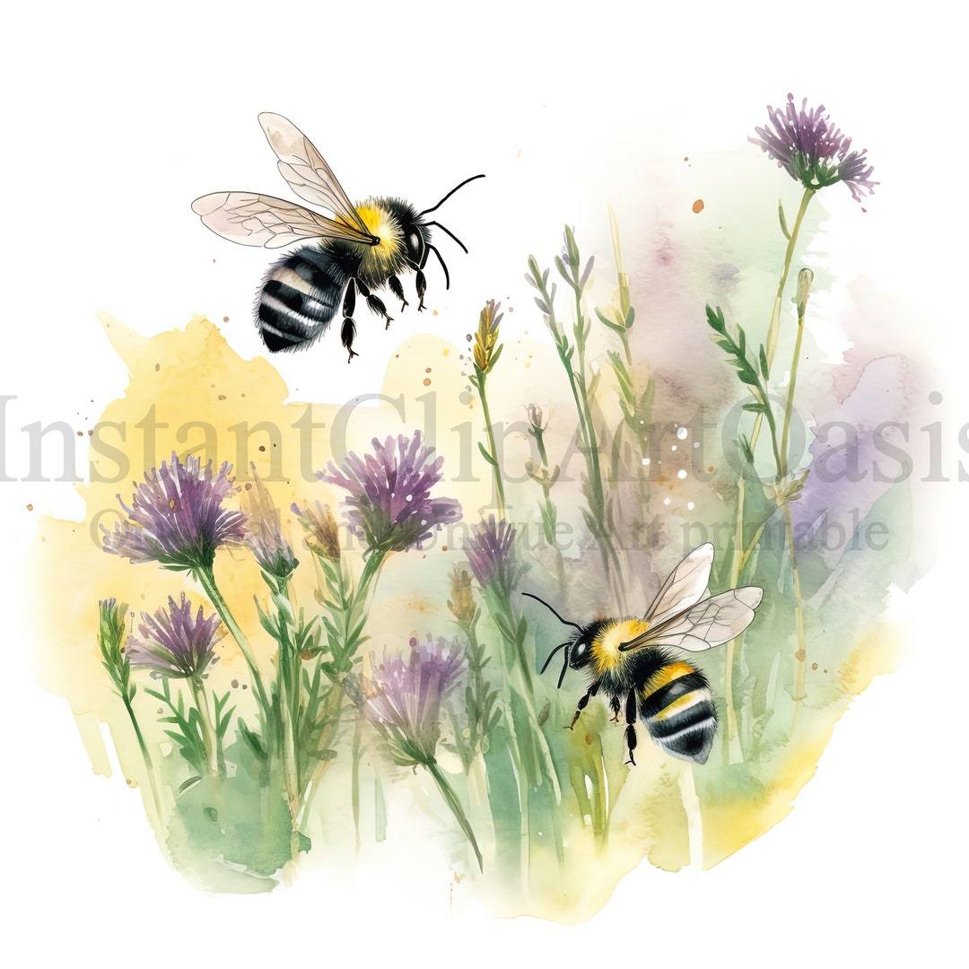Buzzing Bees Clipart, 10 High Quality Jpgs, Digital Download, Card ...