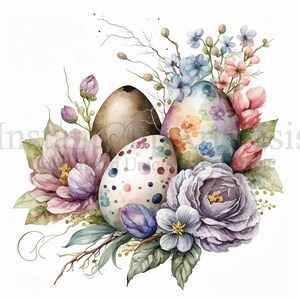 Floral Easter Eggs Clipart, 10 High Quality Jpgs, Easter Eggs Clipart ...