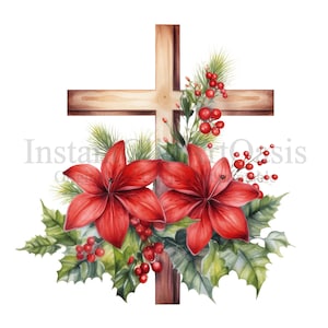 Christmas Cross Clipart - 10 High Quality Pngs, Christian Print ...