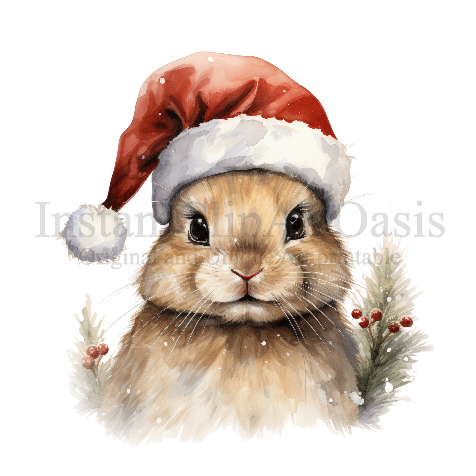 Christmas Bunny Clipart, 10 High Quality Pngs, Christmas Clipart, Card ...