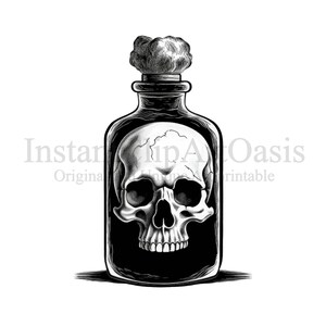 Black & White Potions Bottles Clipart, 10 High Quality Pngs, Digital ...